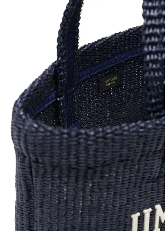 JIMMY CHOO Logo Detail Raffia Tote
