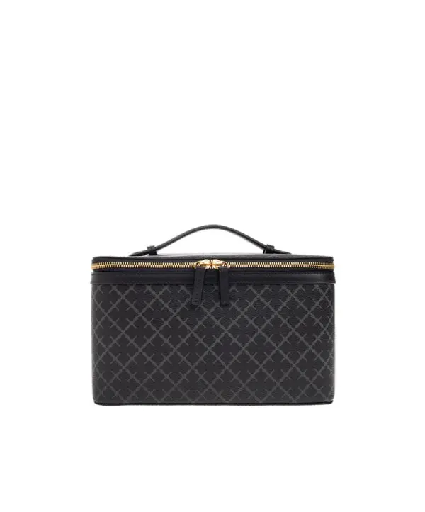 BY MALENE BIRGER Geometric Patterned Cosmetic Case With Top Handle - Black