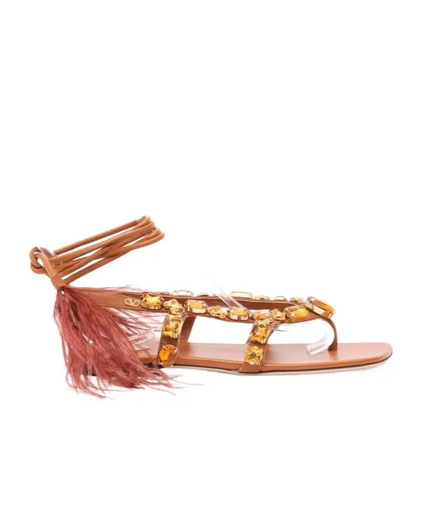 Valentino Garavani Open-toe Flat Sandals With Vlogo Embellishments