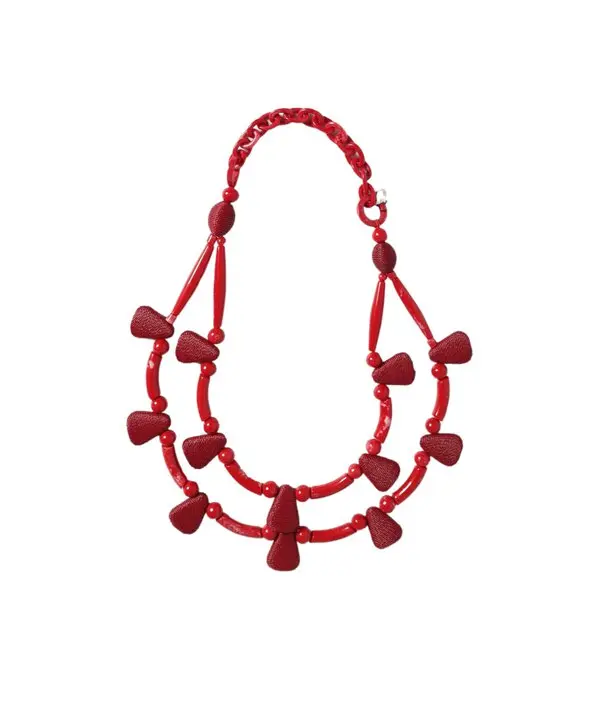 Max Mara Woven Necklace With Chain Detailing - Red