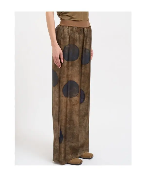 UMA WANG Viscose And Cupro Wide Leg Pants With Polka Dot Print
