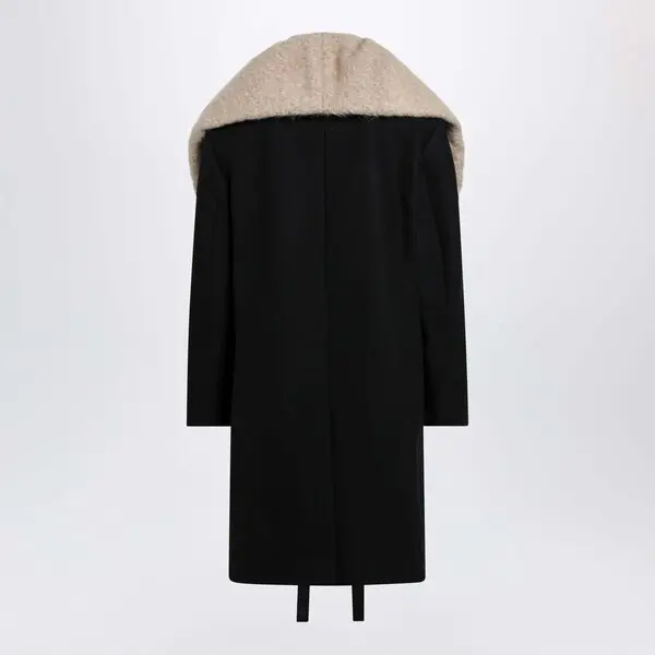 Dries Van Noten Long-sleeved Coat With Detachable Mohair Collar