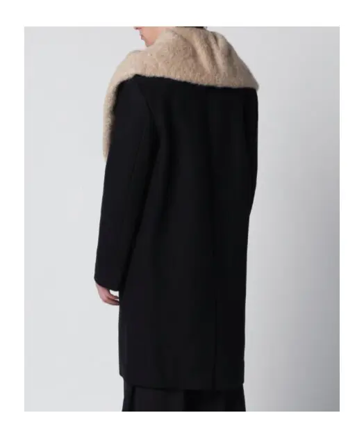 Dries Van Noten Long-sleeved Coat With Detachable Mohair Collar