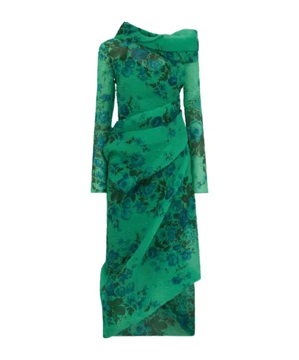 Erdem Printed Organza Midi Dress