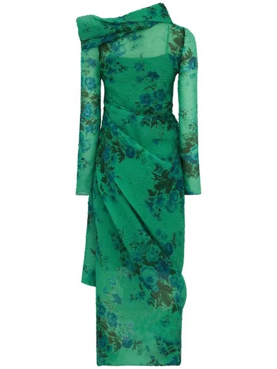 Erdem Printed Organza Midi Dress