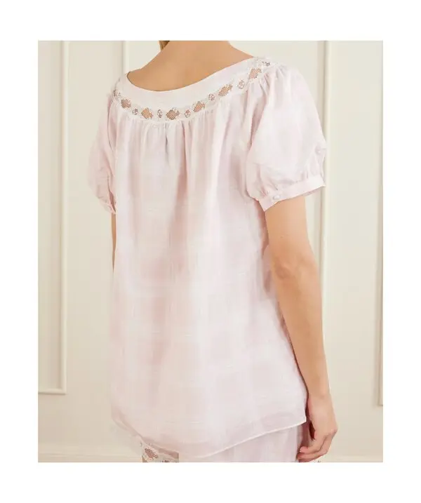 Posse Marilyn Lace-trimmed Checked Cotton Blouse