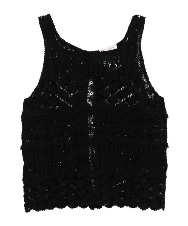 SEMICOUTURE Lace Sleeveless Top - Black