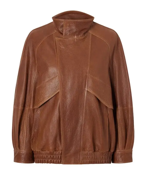 Nour Hammour Ariste Paneled Leather Jacket - Brown