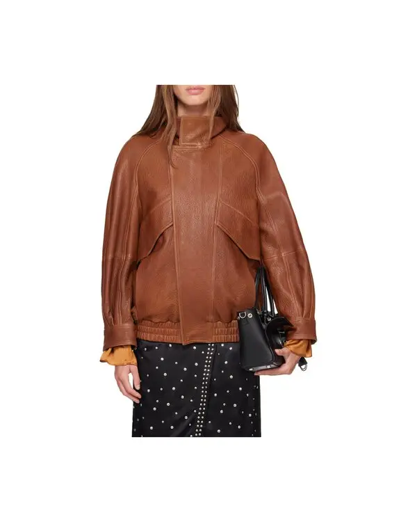 Nour Hammour Ariste Paneled Leather Jacket - Brown
