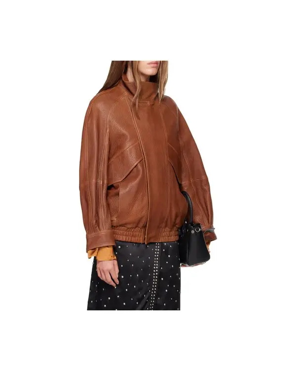 Nour Hammour Ariste Paneled Leather Jacket - Brown