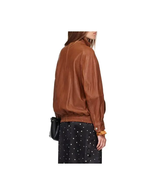 Nour Hammour Ariste Paneled Leather Jacket - Brown