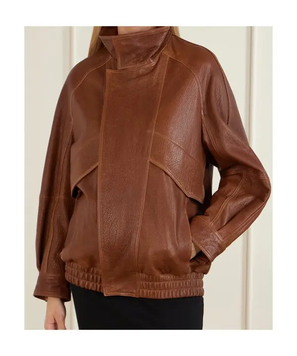 Nour Hammour Ariste Paneled Leather Jacket - Brown