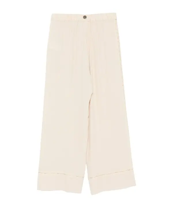 SEMICOUTURE Elle Lace-trim Wide-leg Trousers - White