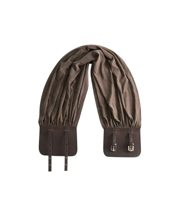 Paloma Wool Pleated Belt With Double Metal Buckle - Brown