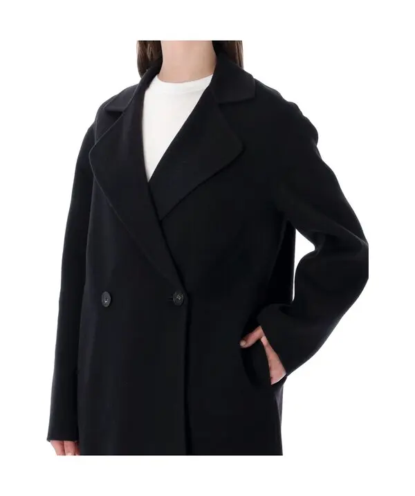 Stella McCartney Double-breasted Coat With Peak Lapels - Black