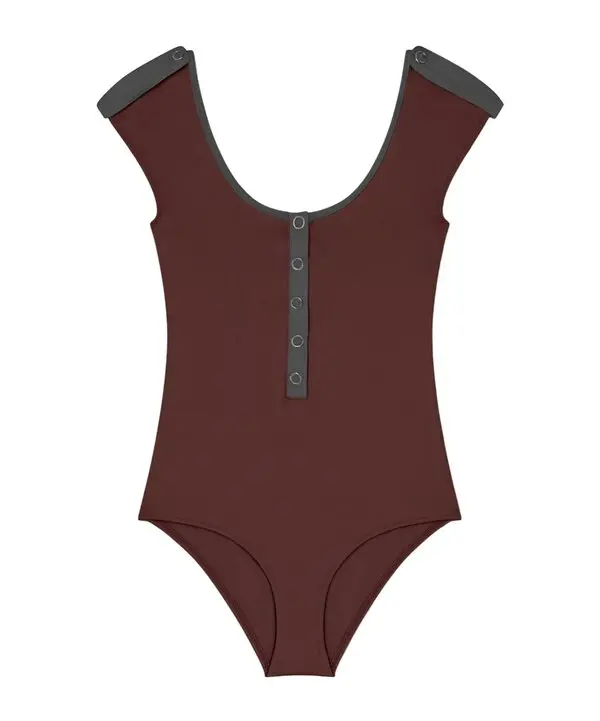 Gimaguas Petra Swimsuit With Snap Detail - Brown