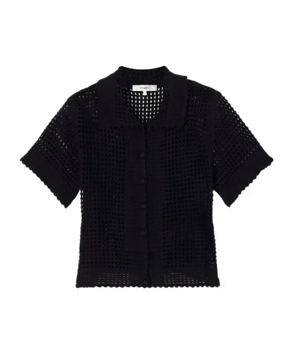 FRAME Short-sleeve Crocheted Cardigan With Scalloped Details