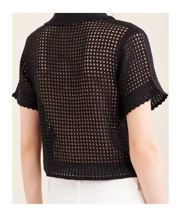 FRAME Short-sleeve Crocheted Cardigan With Scalloped Details