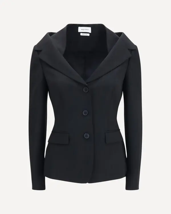 Alexander McQueen Off-shoulder Blazer - Black
