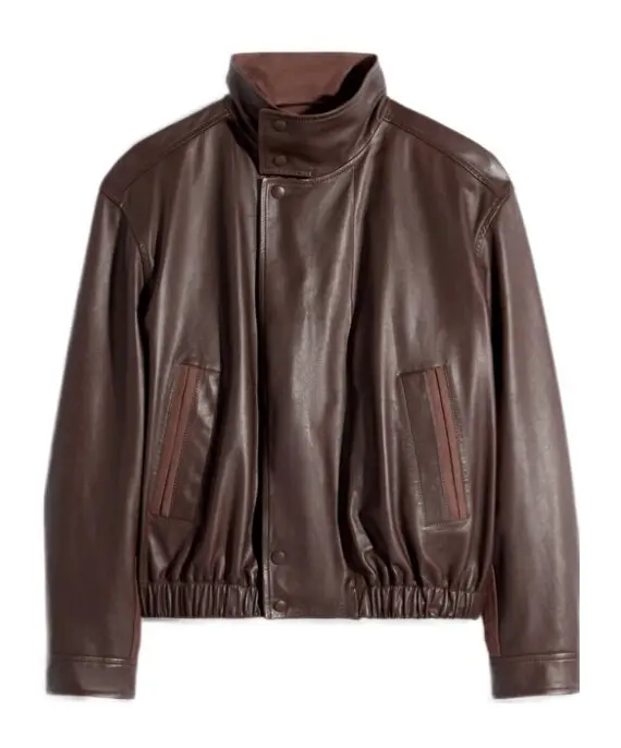 LEMAIRE Leather Bomber Jacket - Chocolate