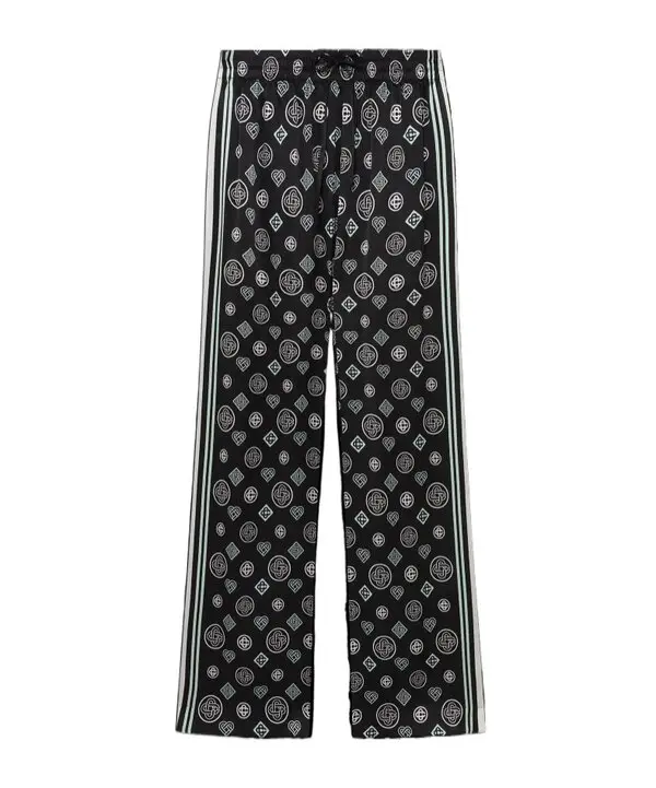 Casablanca Monogram Silk Satin Trousers - Black