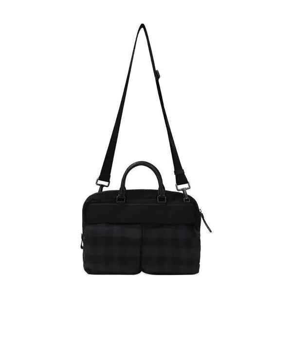 Burberry Checked Top Handle Bag - Black
