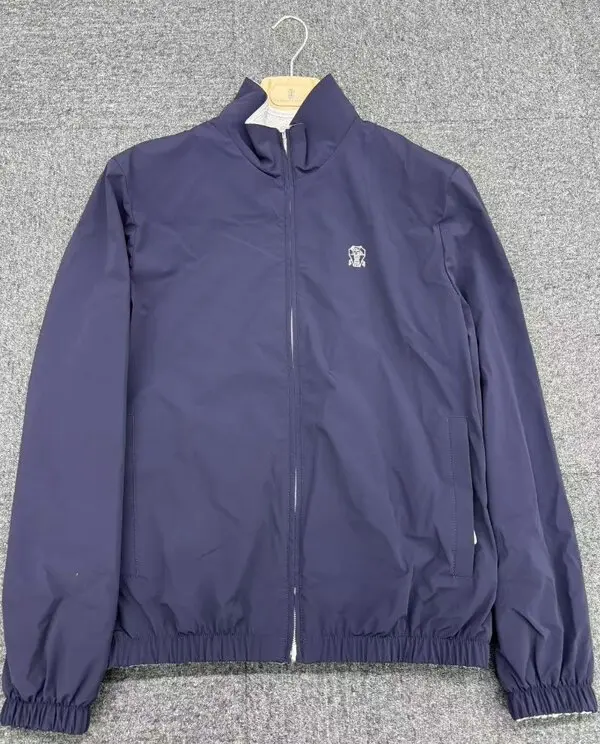 Brunello Cucinelli Bonded Nylon Reversible Zip-up Jacket - Blue