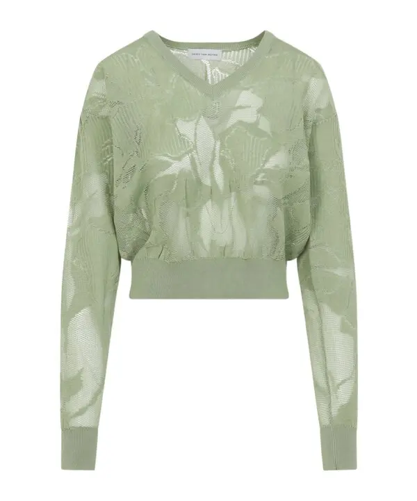 Dries Van Noten Lace V-neck Sweater - Mint