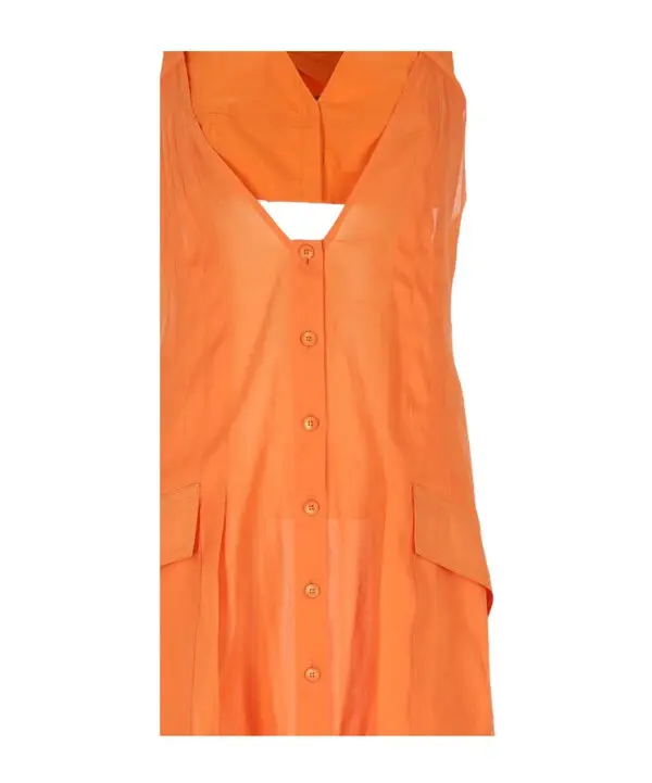 Alberta Ferretti V-neck Maxi Dress With Button Closure