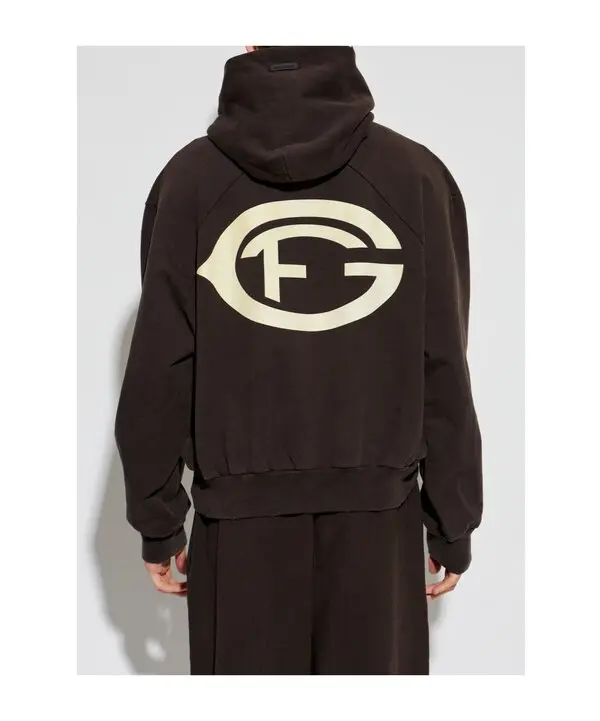 Fear Of God Logo Print Hoodie - Brown