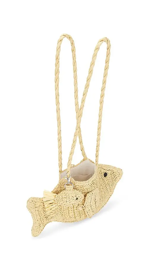 DAMSON MADDER Raffia Fish Bag With Bag Charm