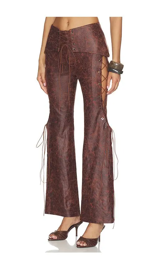 KIM SHUI Lace Up Flare Trousers - Brown
