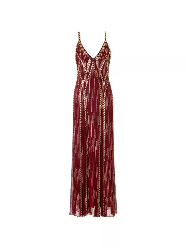TEMPERLEY LONDON Viola Bead-embellished Maxi Dress - Red