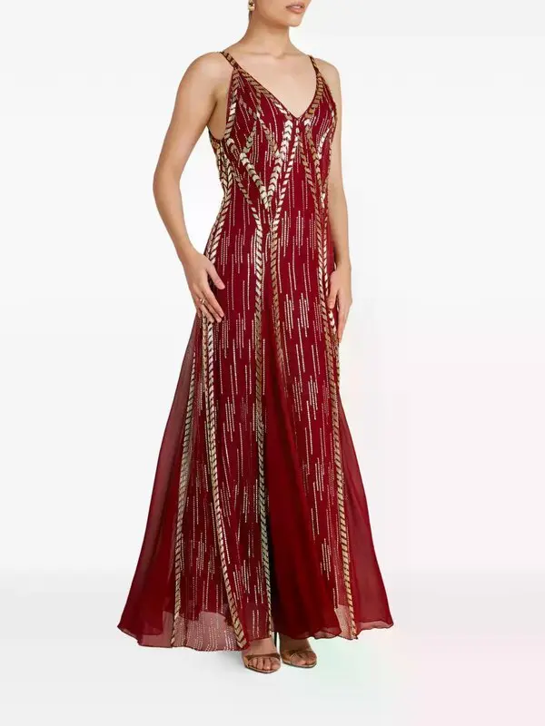TEMPERLEY LONDON Viola Bead-embellished Maxi Dress - Red