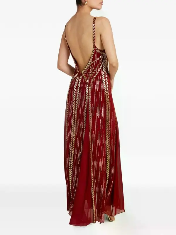 TEMPERLEY LONDON Viola Bead-embellished Maxi Dress - Red
