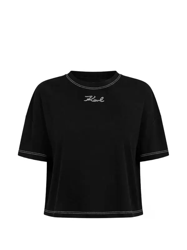 Karl Lagerfeld Contrast-stitch Logo-embroidered T-shirt