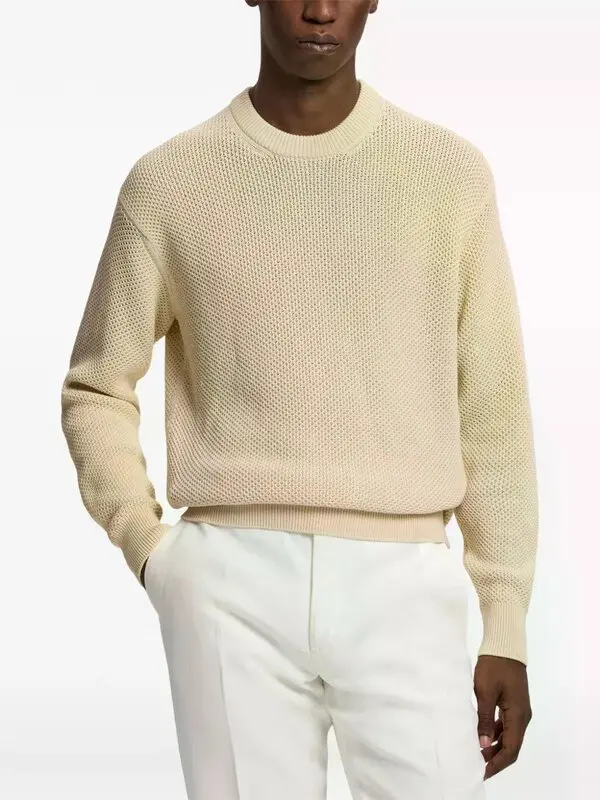 Ralph Lauren Purple Label Honeycomb-stitch Cotton Crew Neck Sweater