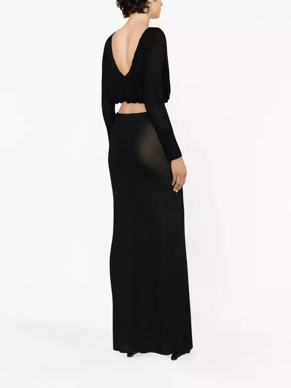 Saint Laurent Gathered Jersey Cropped Top - Black