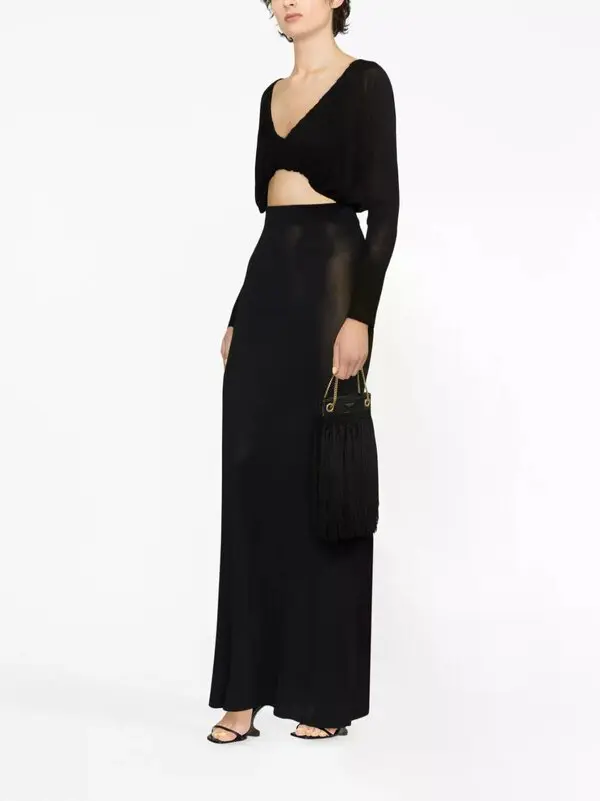 Saint Laurent Gathered Jersey Cropped Top - Black