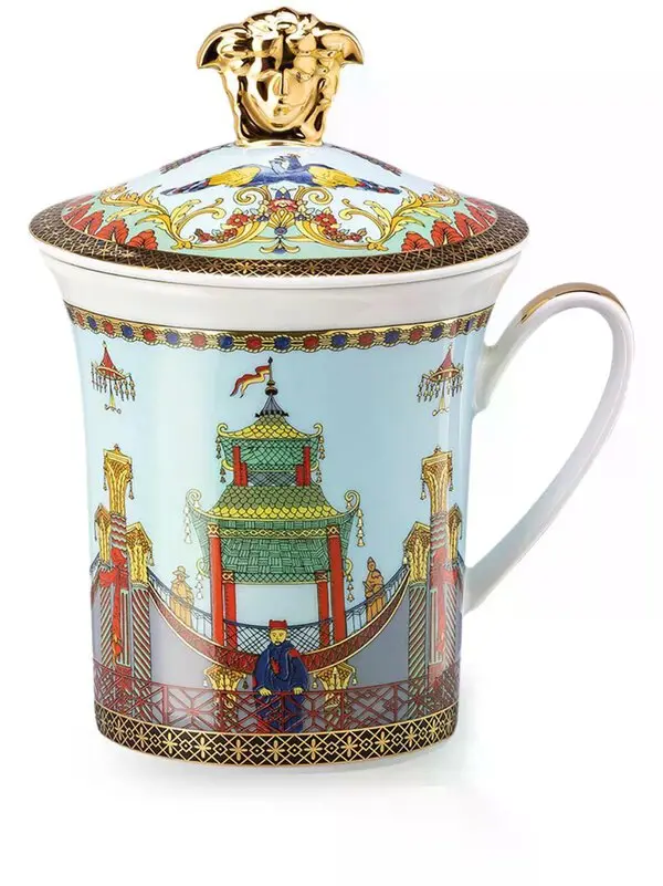 Versace Marco Polo Porcelain Lid Mug - Multicolour