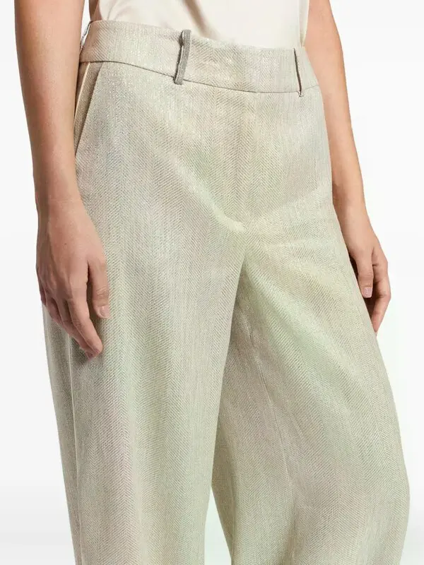 Peserico Herringbone Metallic Detail Wide-leg Trousers