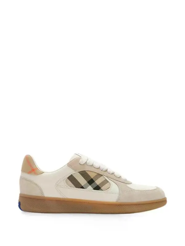 Burberry Leather, Suede And Check Terrace Sneakers - Neutrals