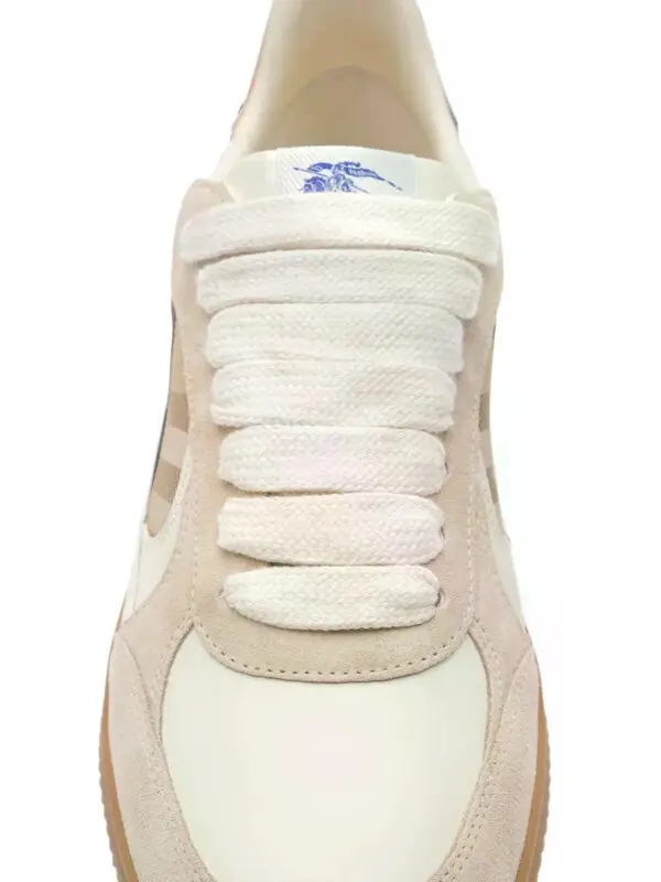 Burberry Leather, Suede And Check Terrace Sneakers - Neutrals