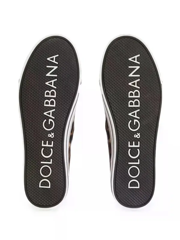 Dolce & Gabbana Leopard Print Canvas Dg Sailing Slip-on Sneakers
