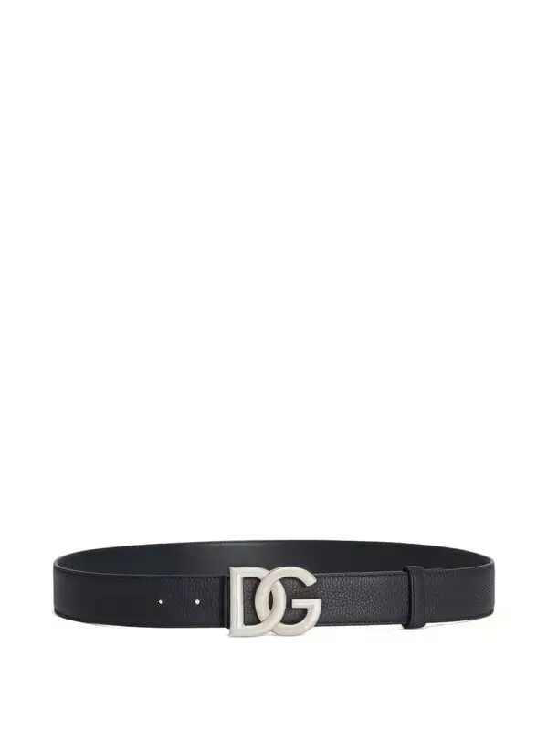 Dolce & Gabbana Calfskin Belt With Dg Logo Buckle - Blue