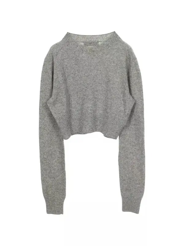 Miu Miu Intarsia-knit Logo Cropped Sweater