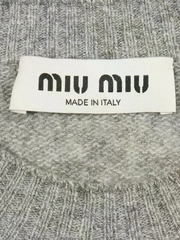 Miu Miu Intarsia-knit Logo Cropped Sweater