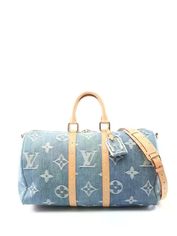 LOUIS VUITTON Keepall Bandoulière Monogram Boston Bag - Blue