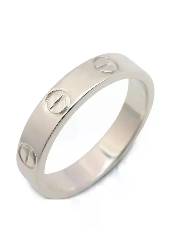 Cartier 18k White Gold Engraved Screw Motif Ring