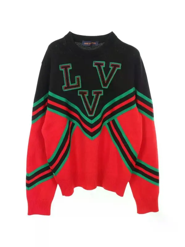 LOUIS VUITTON Lvv" Chevron Patterned Knit Sweater